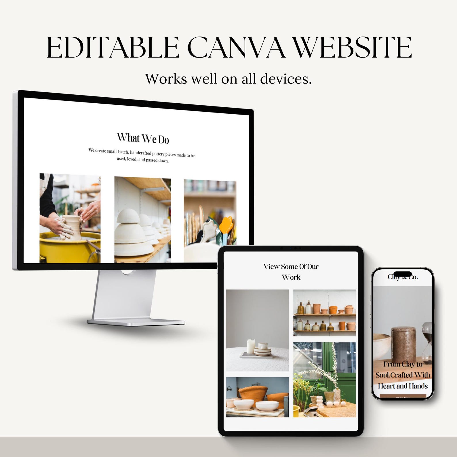 Pottery Website Template, Pottery Shop Canva Website | Canva Website ...