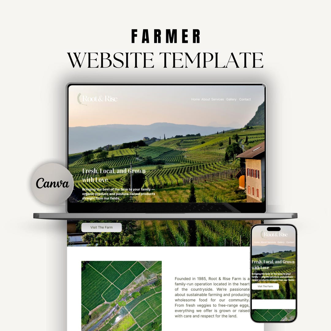Farm Website Template, Modern Canva One-page Website (digital Download ...