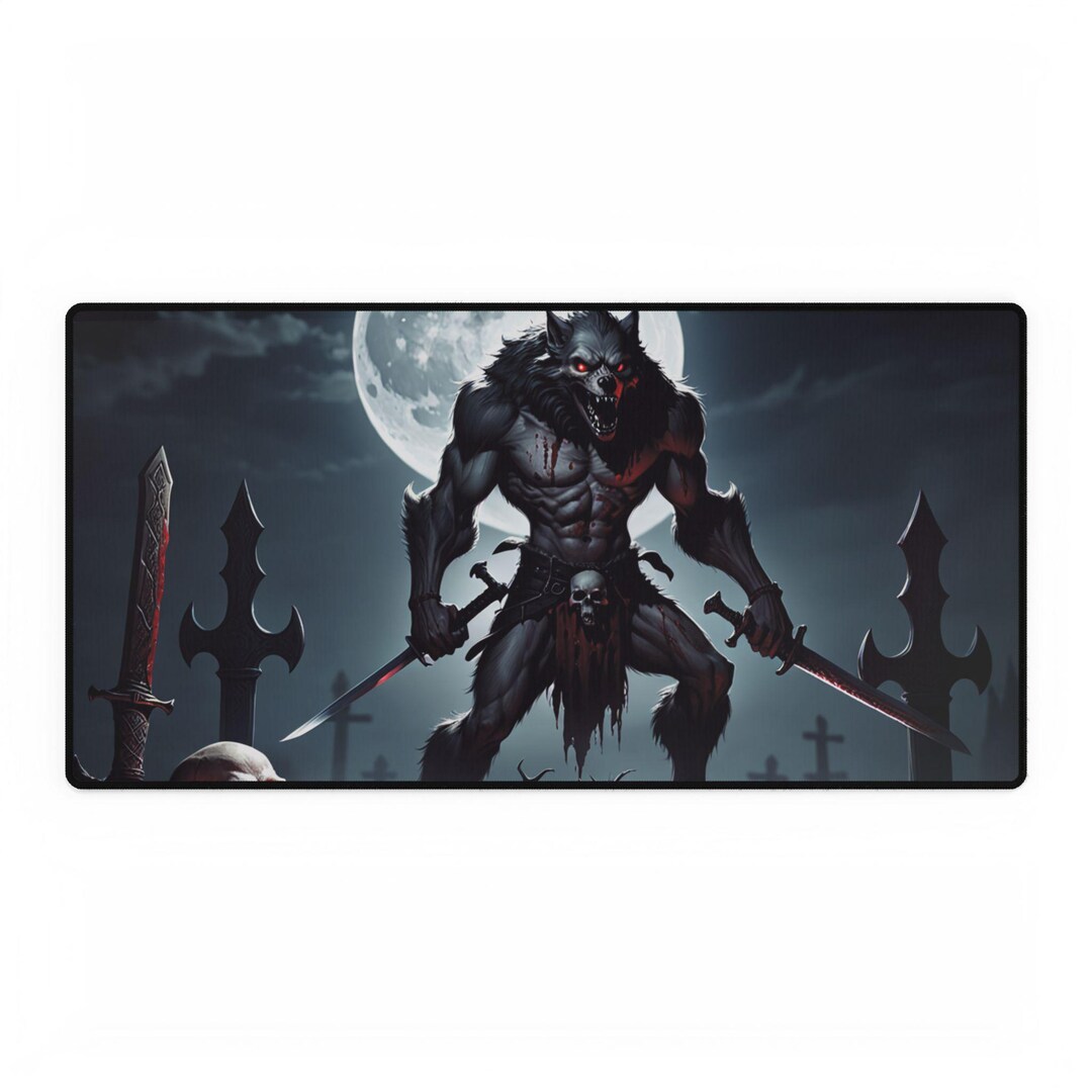 Fierce Werewolf Desk Mat - Gaming Accessories, Office Decor, Unique ...