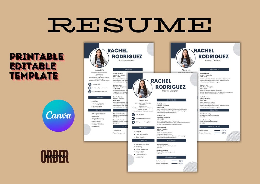 Blue Professional Resume CV, Modern Design for Job Applications ...