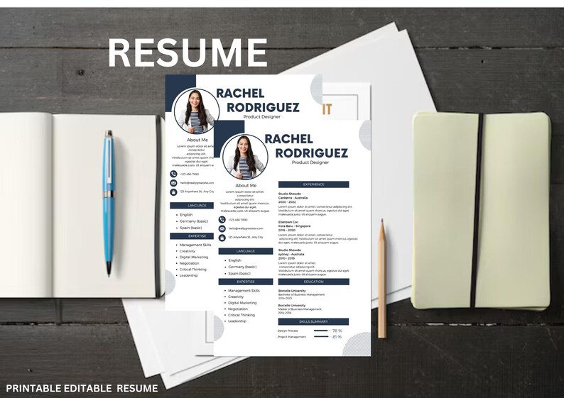 Blue Professional Resume CV, Modern Design for Job Applications ...