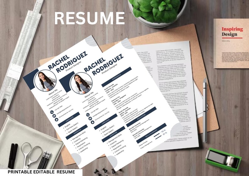 Blue Professional Resume CV, Modern Design for Job Applications ...
