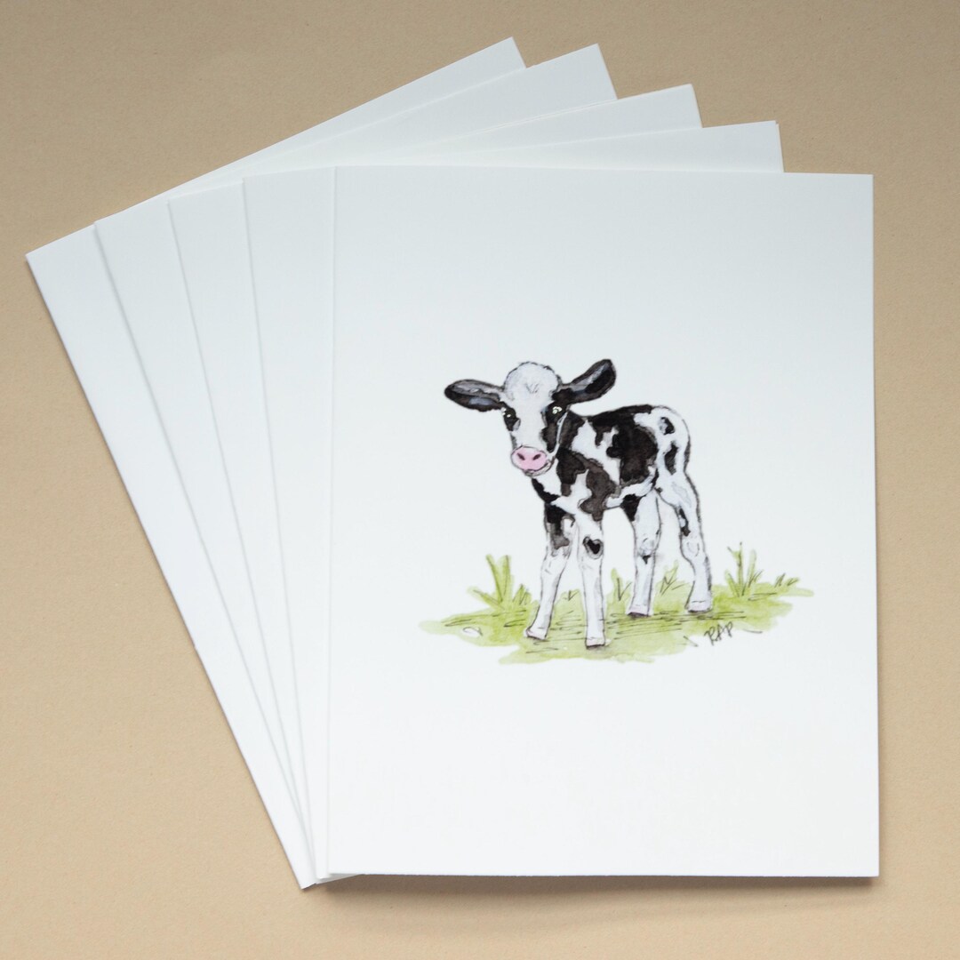 Watercolor Farm Animal Blank Cards, Hand Painted Cards, Cow, Horse, Pig ...