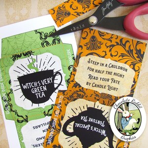 Halloween Tea Bag Envelopes, Printable Witch Tea Bag Covers, Tea Party ...