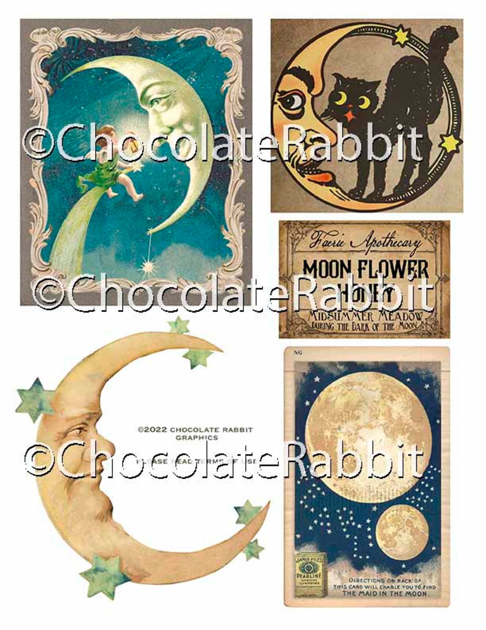 Moon Clip Art for Junk Journals Ephemera Digital Download - Etsy