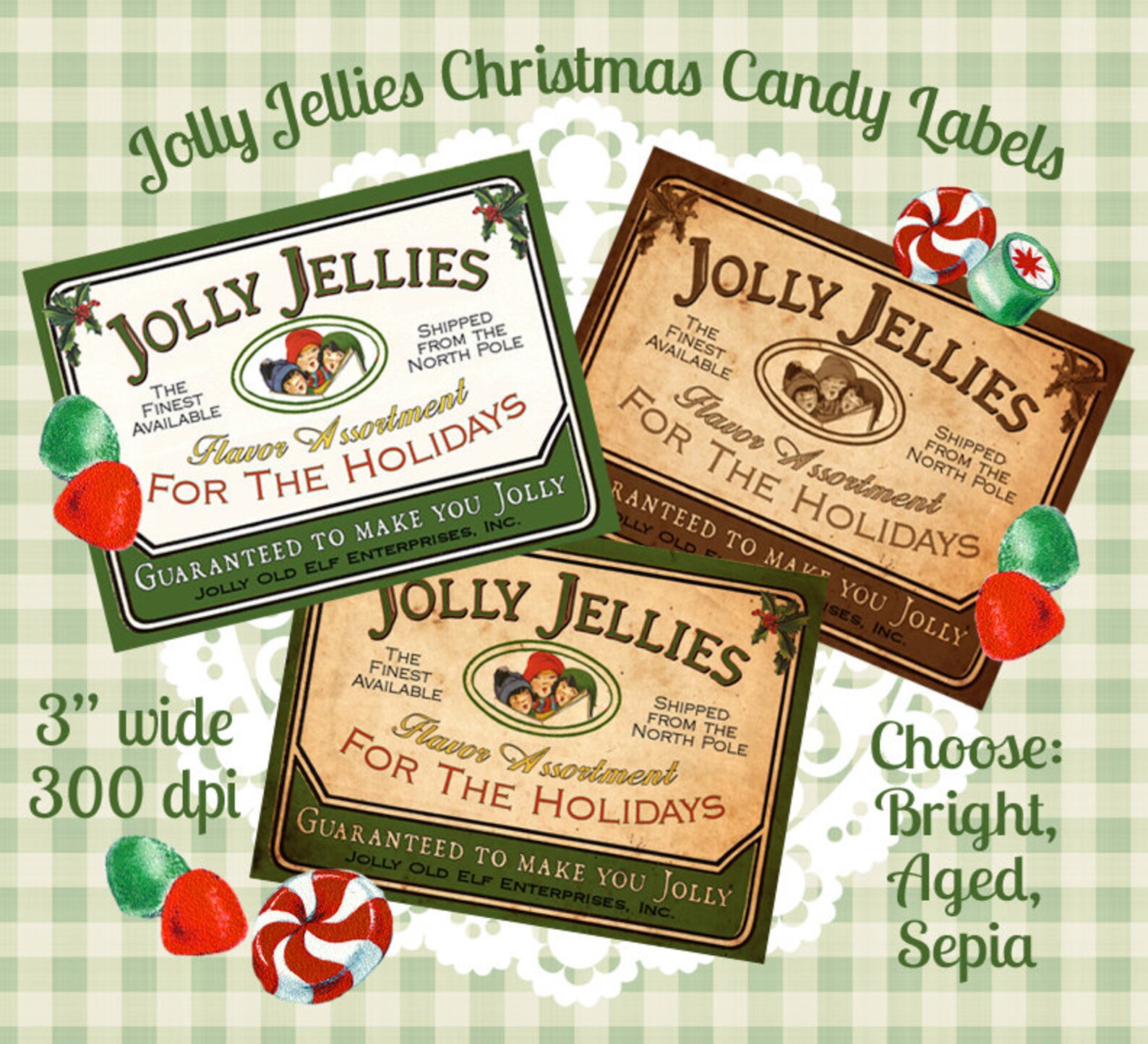 Christmas Vintage Candy Label Digital Download Printable Tag - Etsy