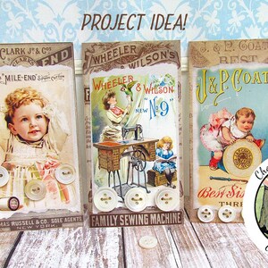Vintage Style Sewing Cards: Printable Button Cards (digital Download ...