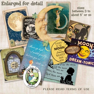 Moon Clip Art for Junk Journals, Ephemera Digital Download, Vintage ...