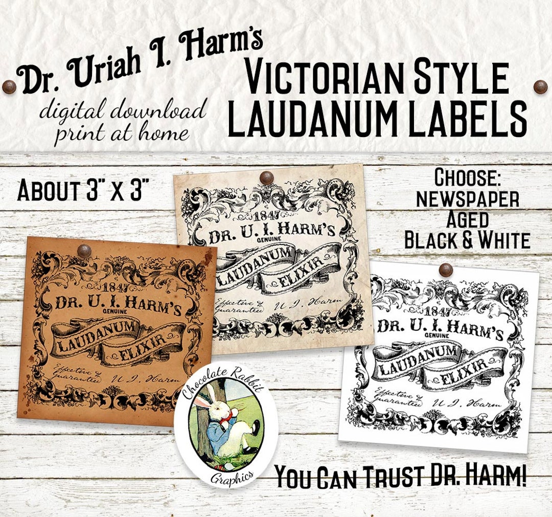 Victorian Laudanum Bottle Label, Digital Halloween Potions, Printable ...