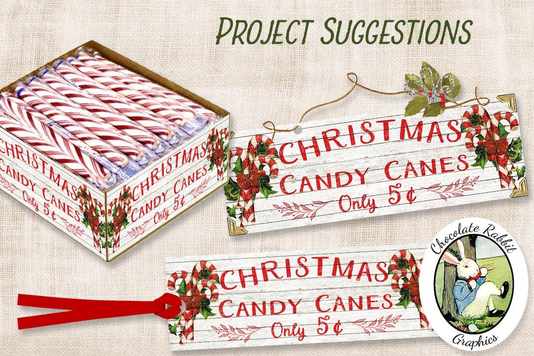 Christmas Sign Candy Cane Tags Printable Christmas Candy | Etsy
