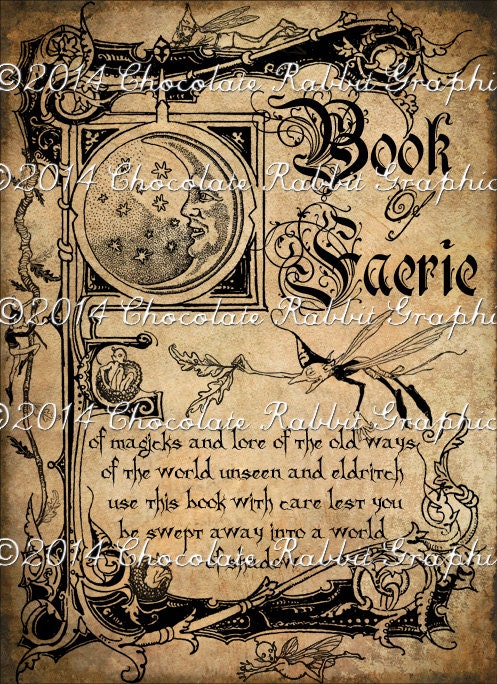 Witch Fairy Faerie Spell Book Cover Digital Download Halloween - Etsy