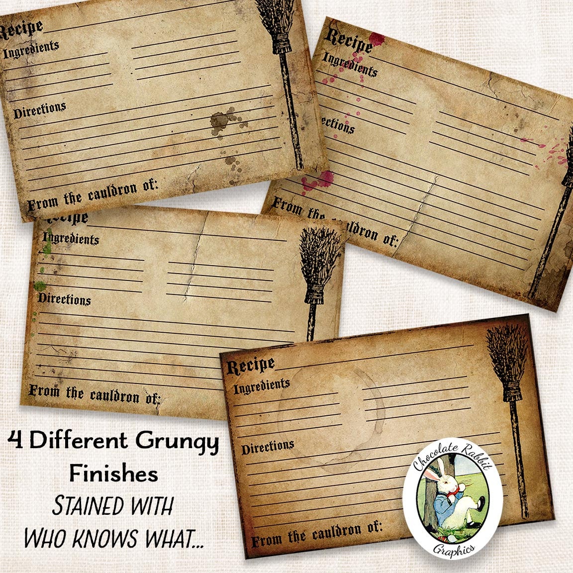 Witch Halloween Recipe Cards Blank Editable Digital Download - Etsy