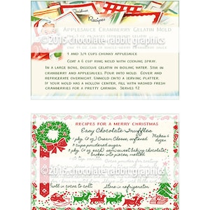 Retro Christmas Recipe Cards: Printable Holiday Postcards (digital ...
