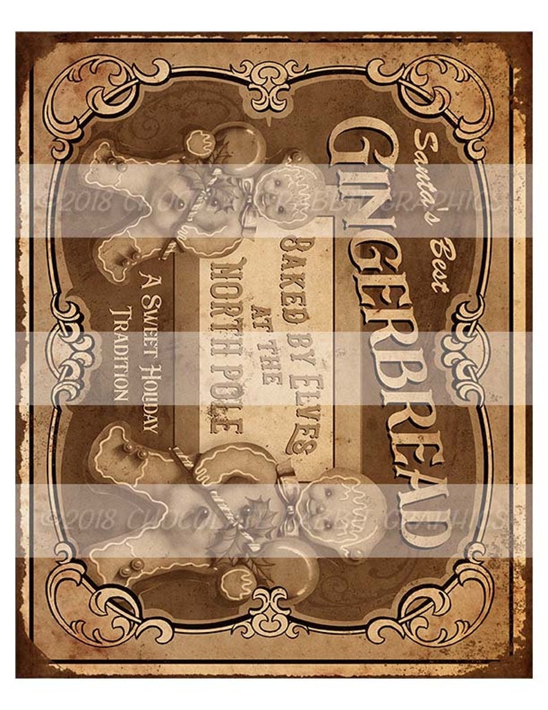 Christmas Gingerbread Labels Vintage Style Printable | Etsy