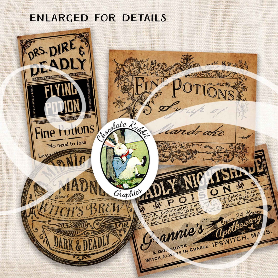 Halloween Witch Potion Bottle Labels, Digital Witchy Clip Art ...