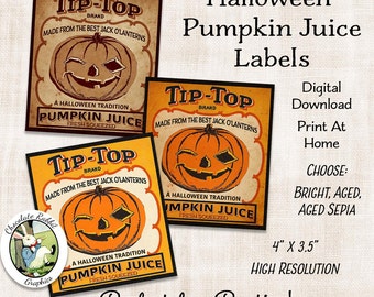 Halloween Pumpkin Label Digital Download Vintage Style | Etsy