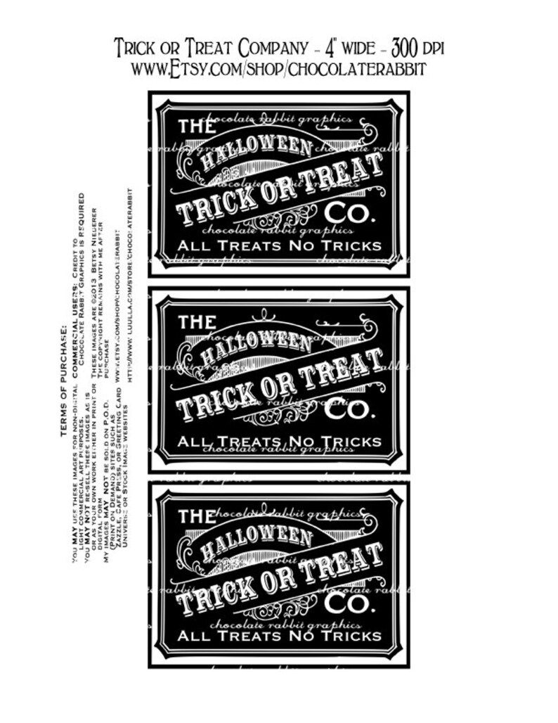 Halloween Treat Candy Label Digital Download Printable Tags | Etsy