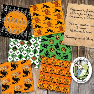 Halloween Scrapbook Paper Digital Download Vintage Style Pumpkin ...