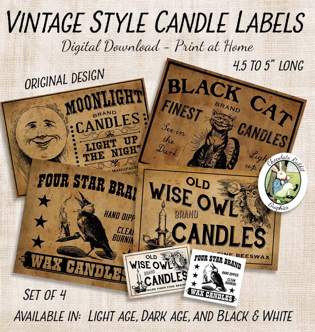 Vintage Candle Labels: Primitive Country Decor (digital Download) - Etsy