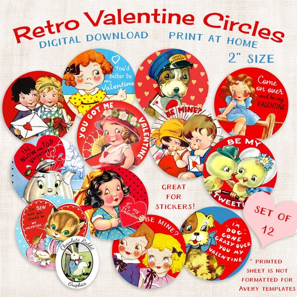 Printable Vintage Valentine Stickers - Etsy