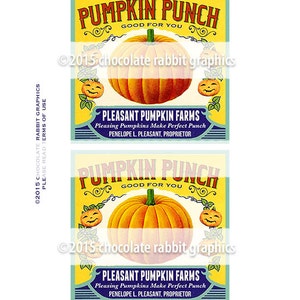 Pumpkin Punch Bottle Label Halloween Party Digital Download Printable ...