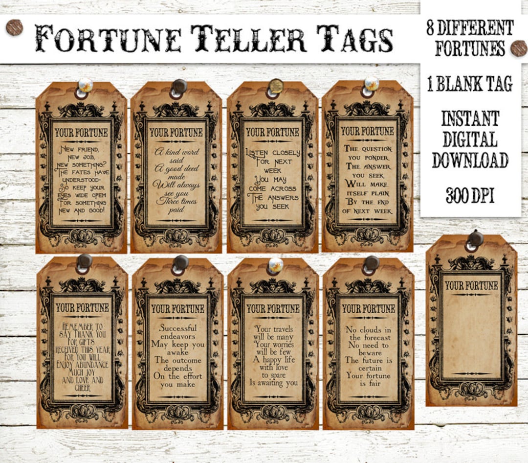 Halloween Witch Fortune Teller Tags, Digital Download, Vintage Style ...