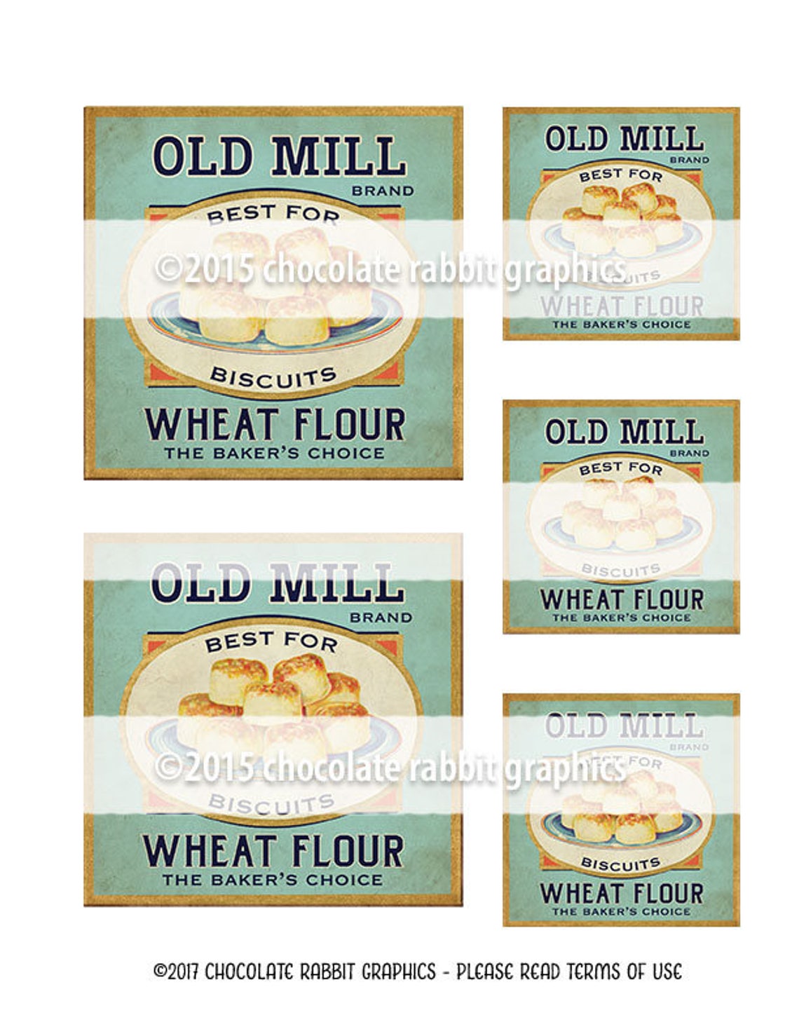 Vintage Flour Label Clip Art: Primitive Kitchen Printable (digital ...