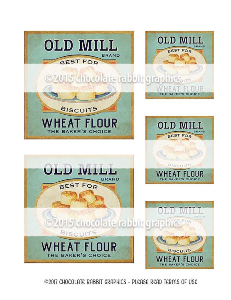 Flour Pantry Label Primitive Style Clip Art Digital Download - Etsy