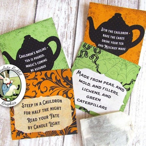 Halloween Tea Bag Envelopes, Printable Witch Tea Bag Covers, Tea Party ...