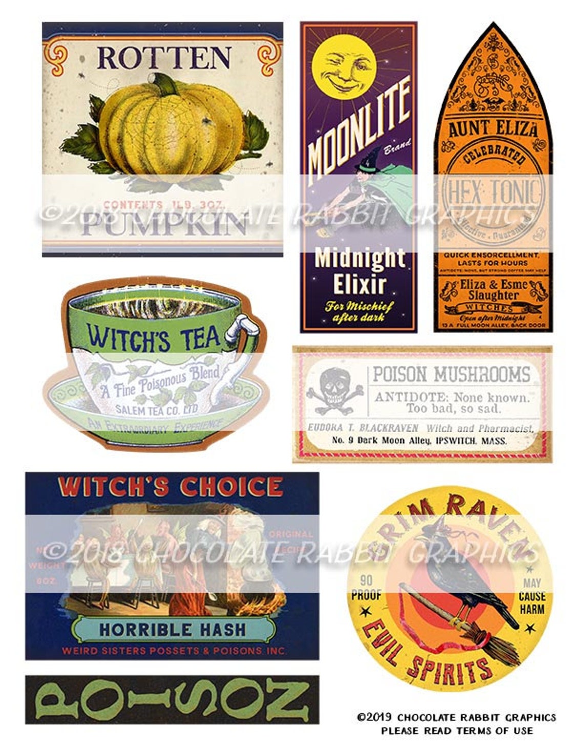 Halloween Witch Potion Pantry Labels Digital Vintage Style - Etsy