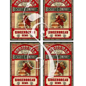 Christmas Gingerbread Cookie Labels, Digital Download, Printable ...