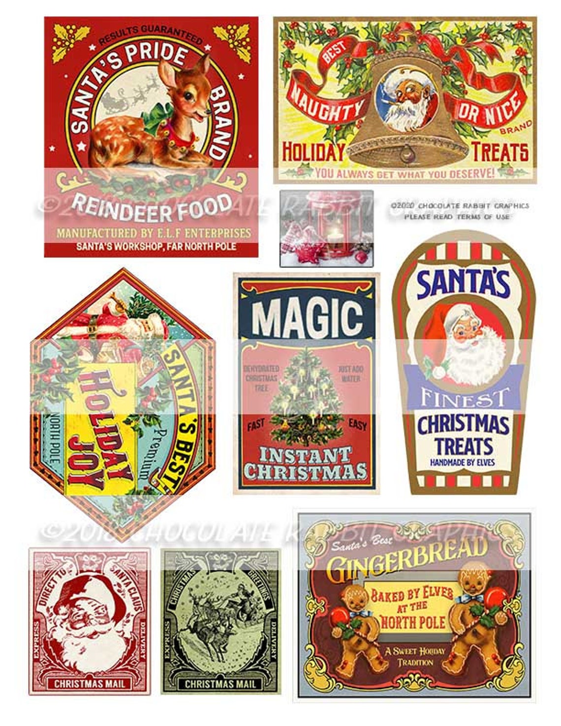 Digital Christmas Treats Label Collection, Printable Santa Journal ...