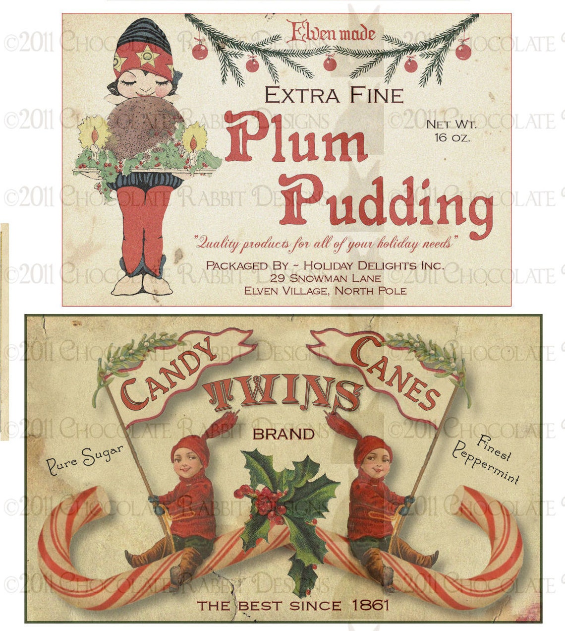 Christmas Treats Vintage Labels Download - Digital High Resolution 300 ...