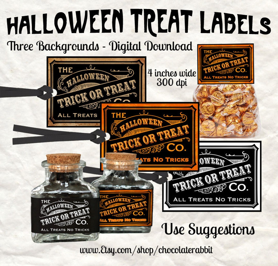 Halloween Treat Candy Label Digital Download Printable Tags DIY Vintage ...