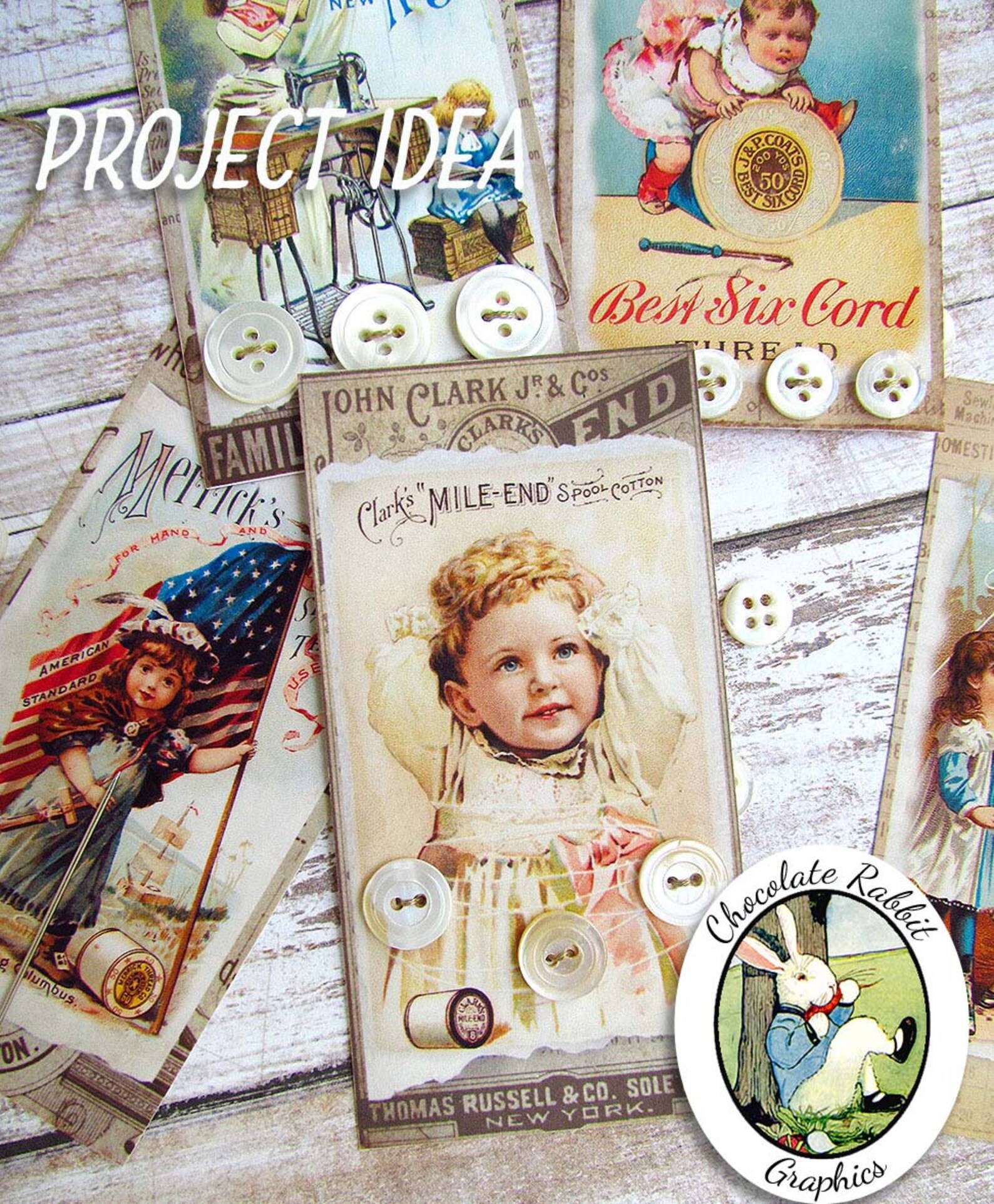 Vintage Style Sewing Cards Printable Button Cards Digital | Etsy