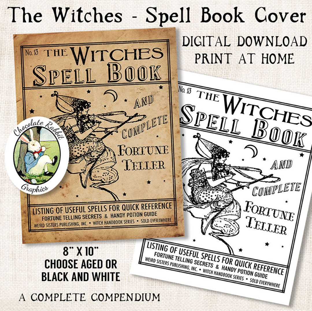Witch Spell Book Cover: Vintage Halloween Printable (digital Download ...