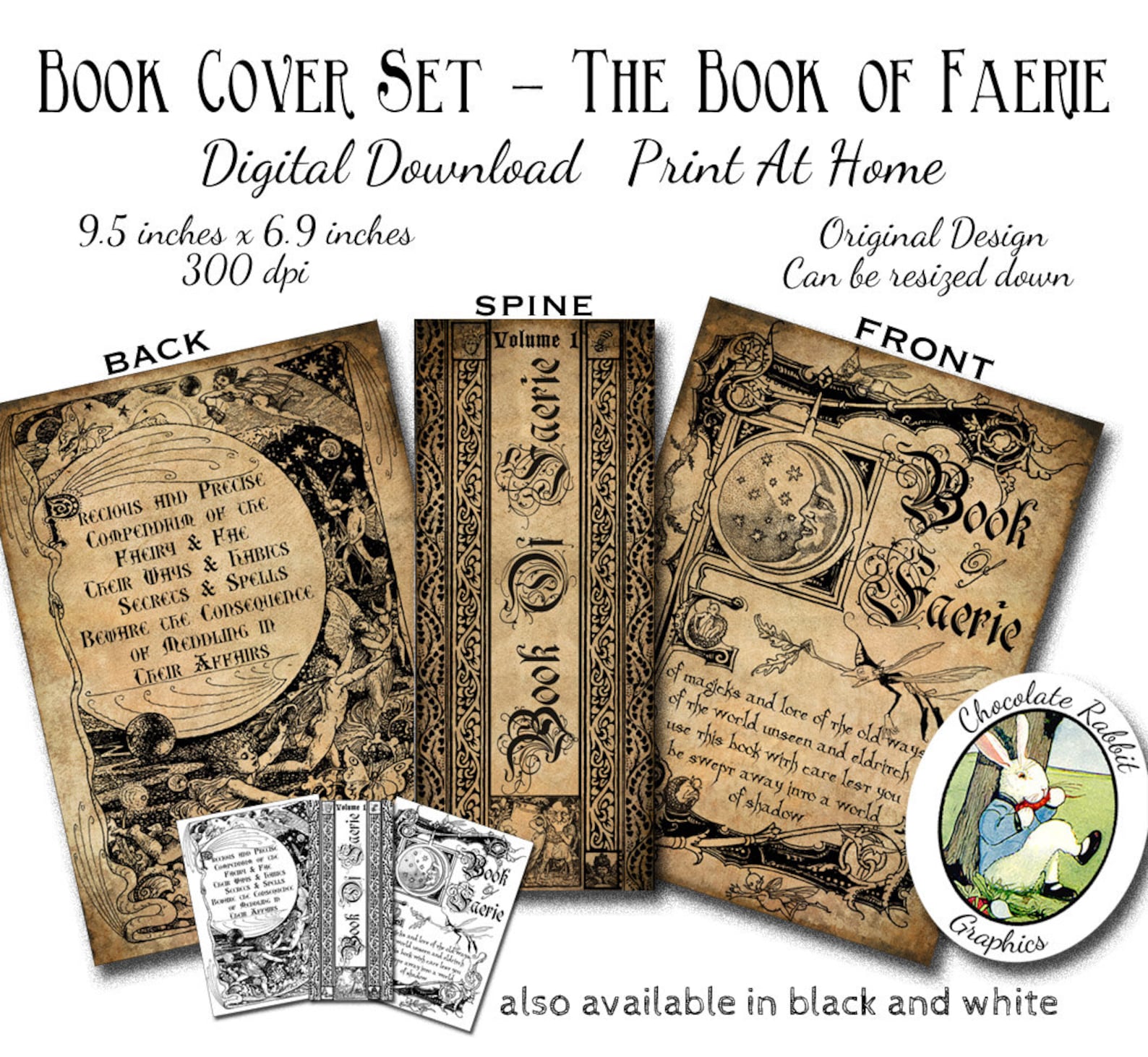 Witch Fairy Faerie Spell Book Cover Digital Download Halloween - Etsy