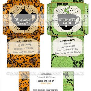 Halloween Tea Bag Envelopes, Printable Witch Tea Bag Covers, Tea Party ...