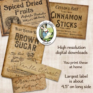 Primitive Christmas Pantry Labels, Digital Download, Country Vintage ...