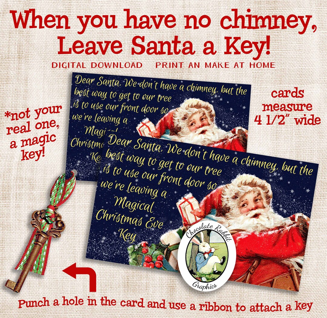Christmas Eve Magic Key Card for Santa, Printable Digital Download ...
