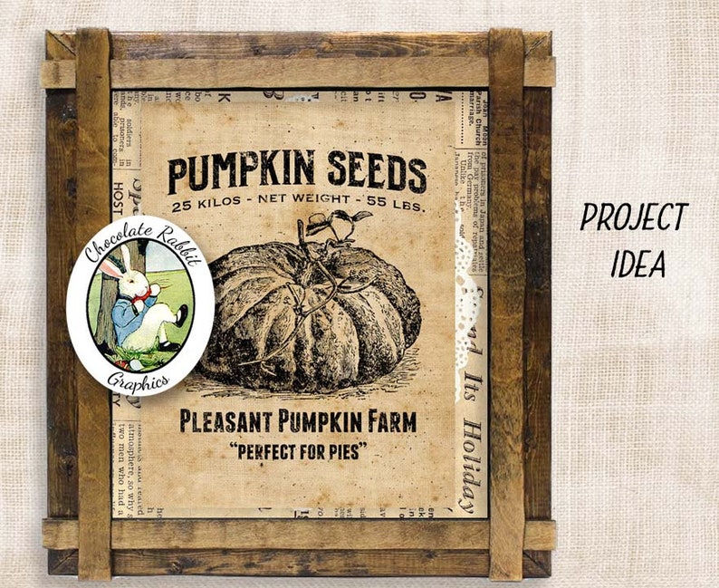 Vintage Style Pumpkin Seed Print Primitive Pumpkin Sign - Etsy