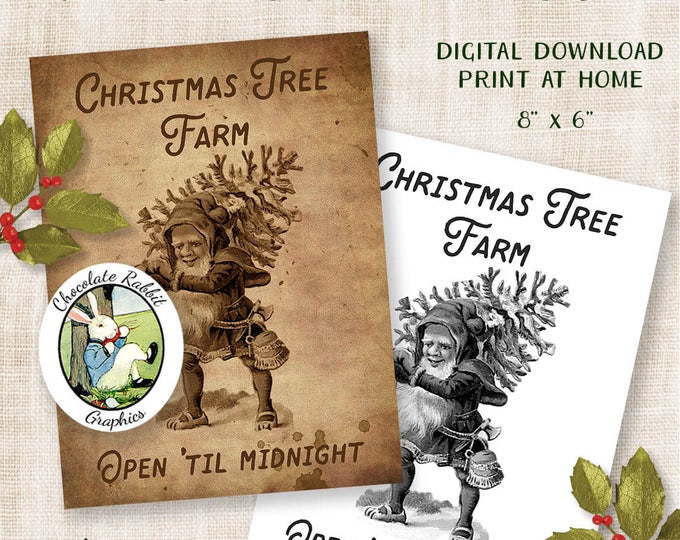 Country Christmas Tree Farm Primitive Sign Digital Download Country ...