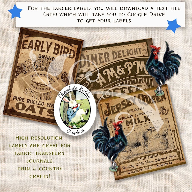 Country Labels Breakfast Digital Download Printable Journal - Etsy