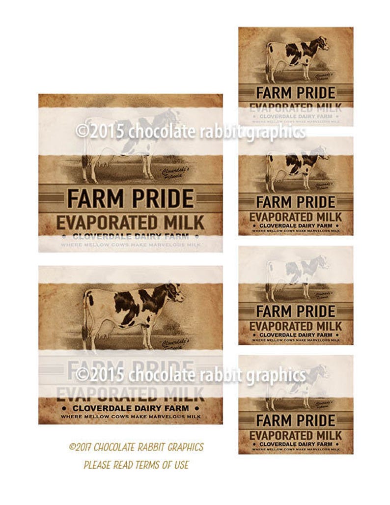 Printable Kitchen Labels, Vintage Milk Label, Primitive Clip Art ...