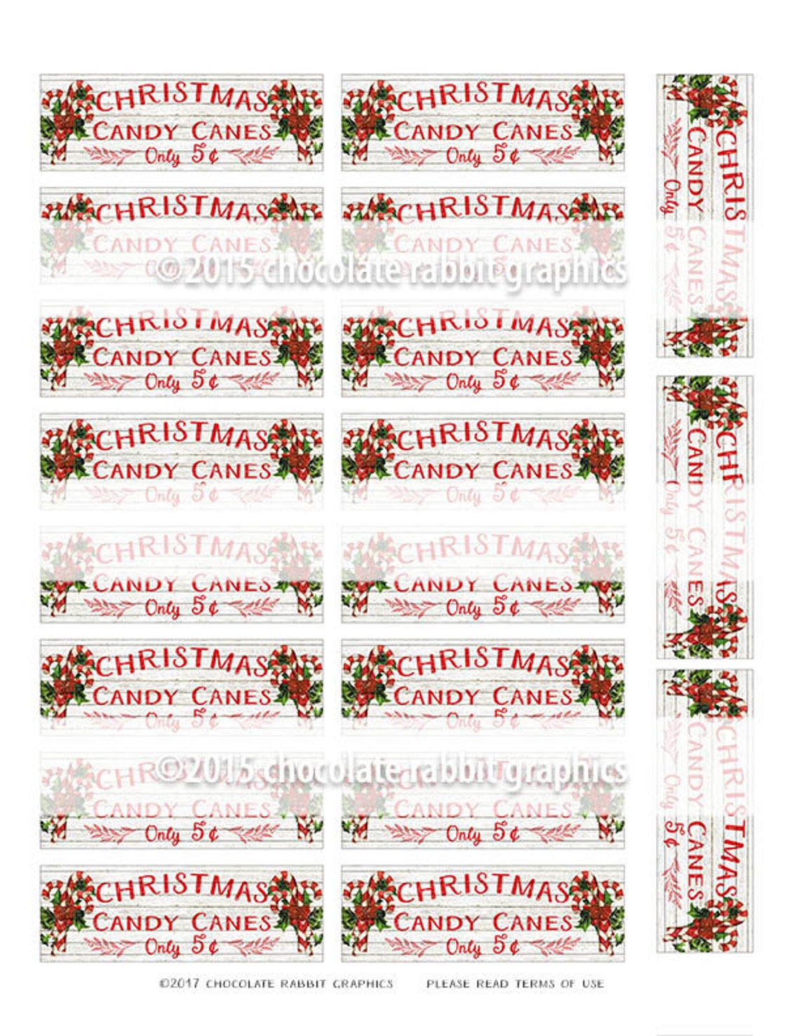 Christmas Sign Candy Cane Tags Printable Christmas Candy | Etsy