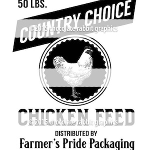 Chicken Feed Sack Label, Digital Vintage Style Kitchen Sign, Printable ...