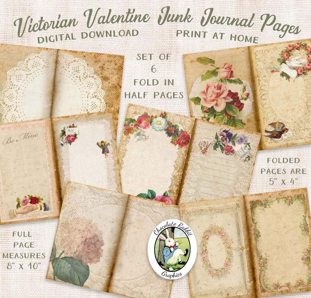 Victorian Valentine Junk Journal Pages Digital Download, Printable ...