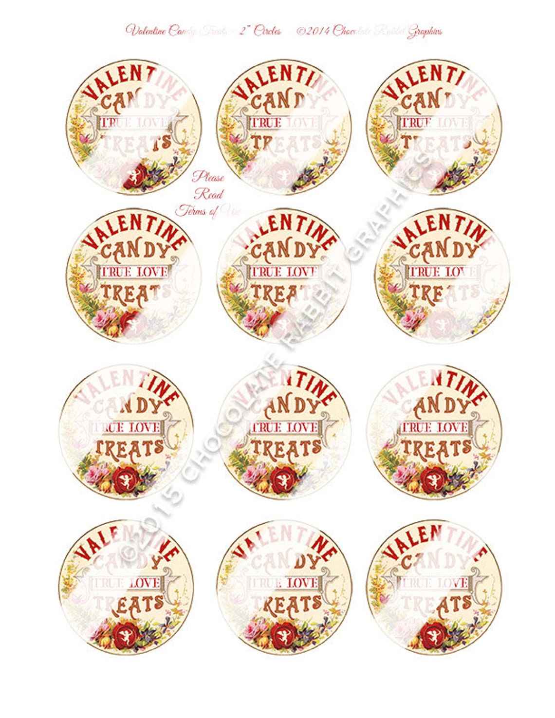 Valentine Candy Label Circles Instant Digital Download - Etsy