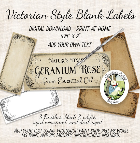 Victorian Bottle Labels