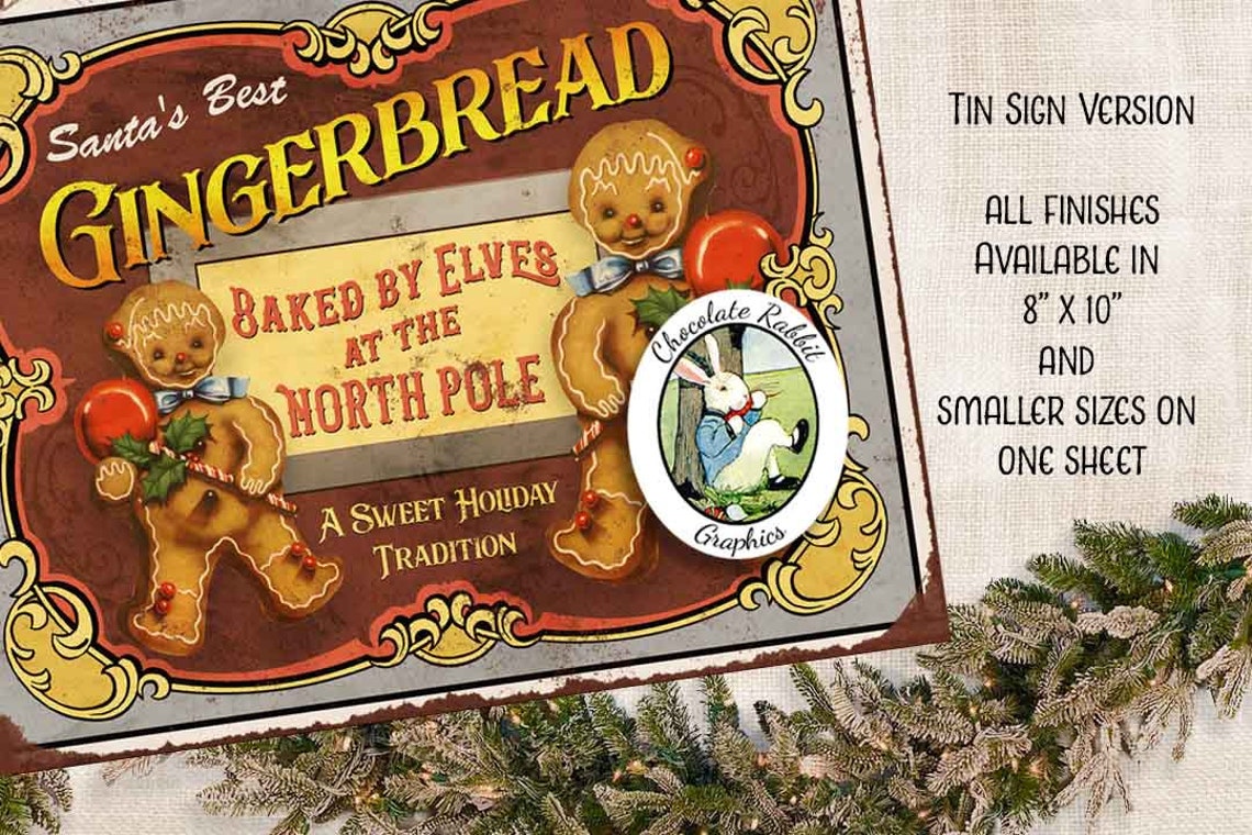 Christmas Gingerbread Labels Vintage Style Printable | Etsy